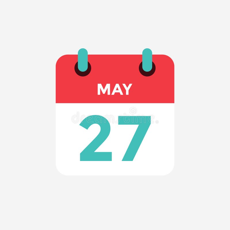 Flat Icon Calendar 27 of May. Date, Day and Month Stock Vector ...