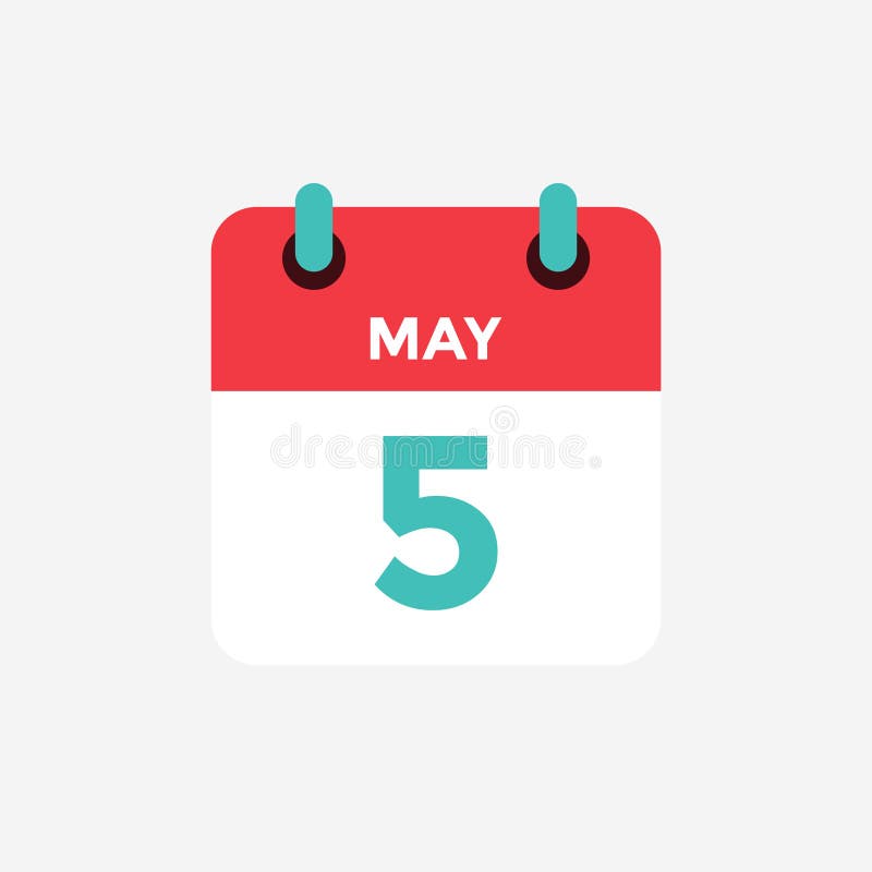 Flat Icon Calendar 5 of May. Date, Day and Month Stock Vector ...