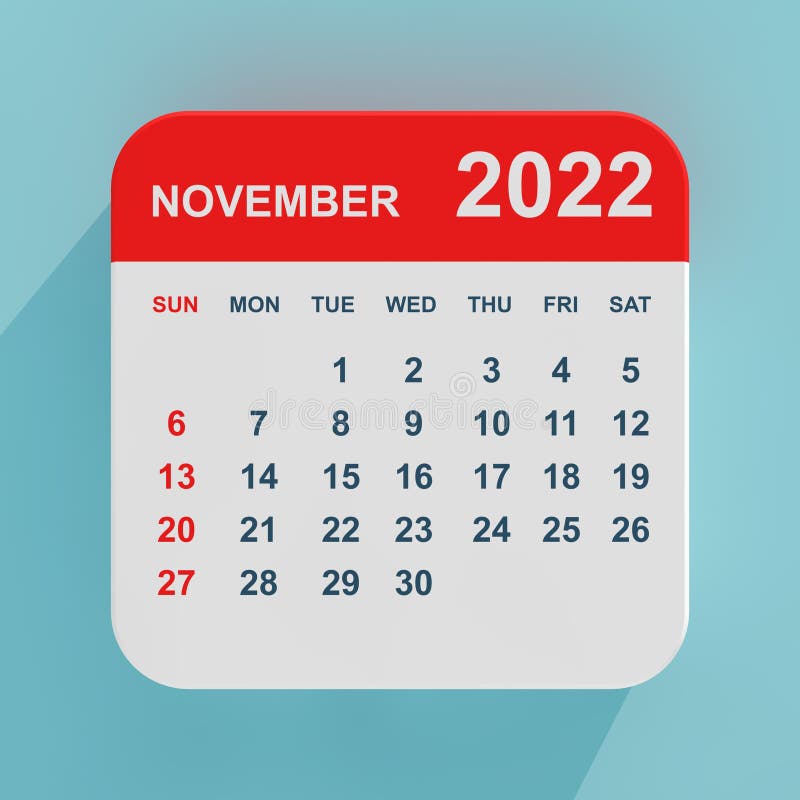 Flat Icon Calendar November 2022. 3d Rendering Stock Illustration ...