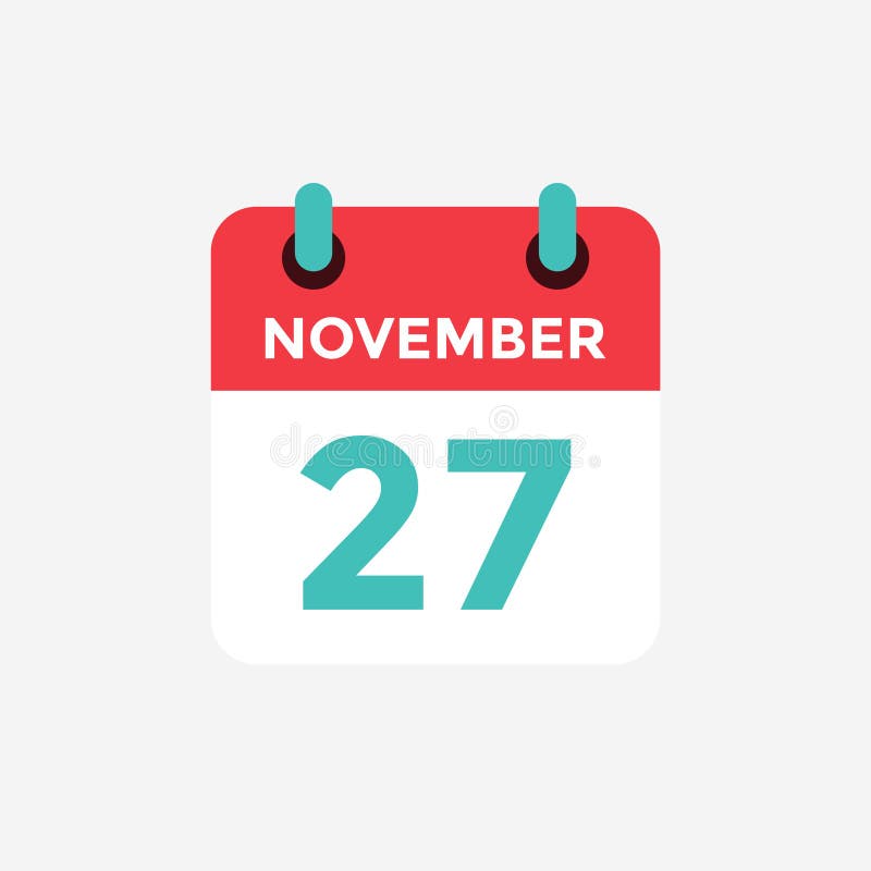 Flat Icon Calendar 27 November. Date, Day and Month Stock Vector ...