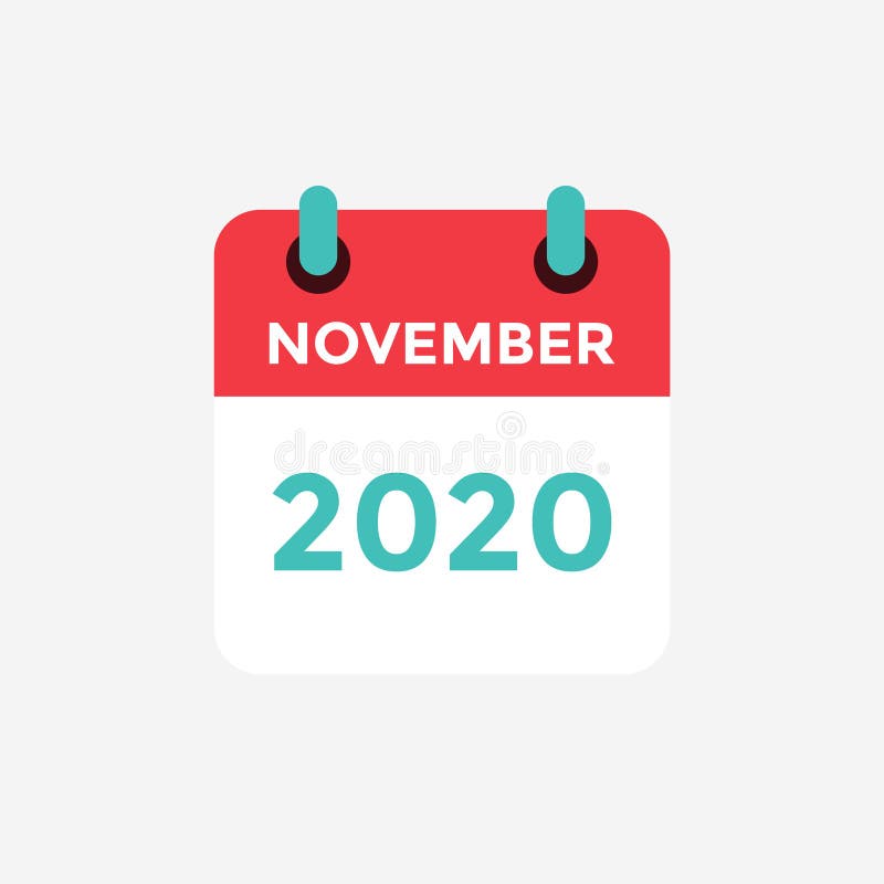 Flat Icon Calendar November 2020. Stock Vector - Illustration of ...