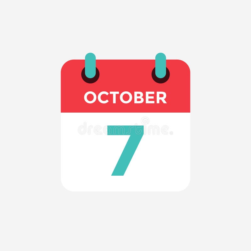 Flat Icon Calendar 7 October. Date, Day and Month Stock Vector ... Flat Icon Calendar 7 October. Date, Day and Month Stock Vector ...