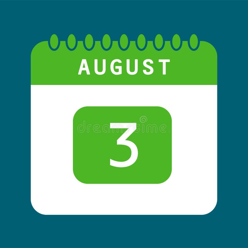 Flat Icon Calendar 3rd of August Stock Vector - Illustration of week ...