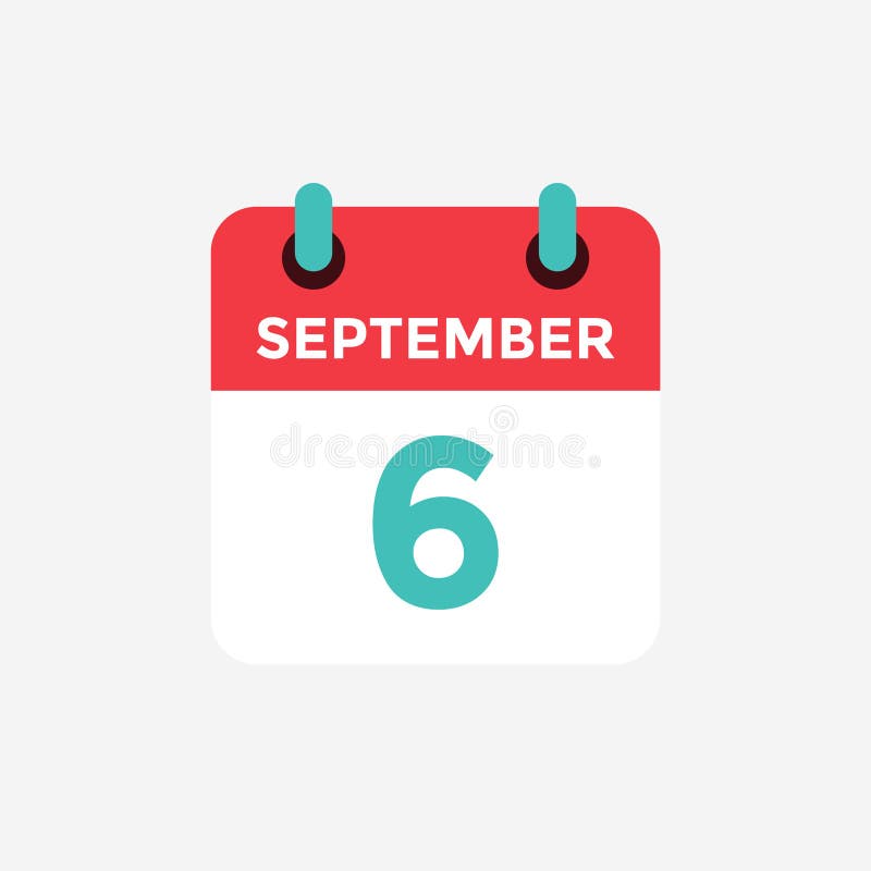 Flat Icon Calendar, 6 September. Date, Day and Month Stock Vector ...