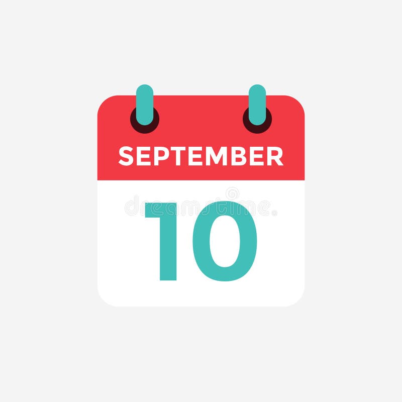 Flat Icon Calendar, 10 September. Date, Day and Month Stock Vector ...