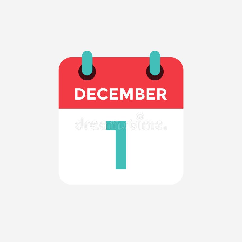 Flat Icon Calendar 1st of December. Date, Day and Month Stock Vector ...