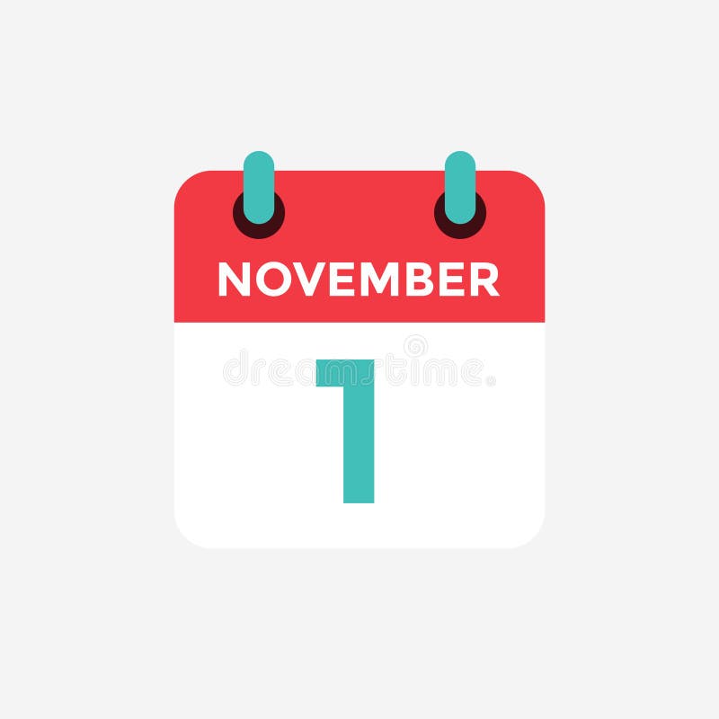 Flat Icon Calendar 1st of November. Date, Day and Month Stock Vector ...