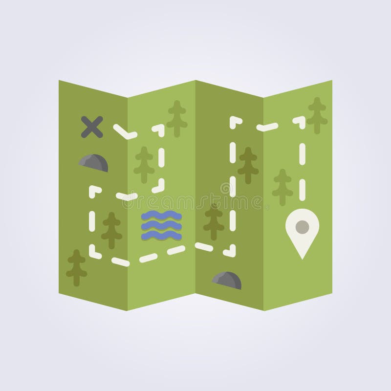 Flat Icon of Camping Map Vector Logo Design Stock Vector - Illustration ...