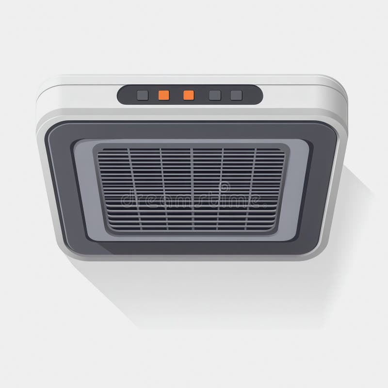 Flat Icon of Ceiling Heater White Air Conditioner with Long Shadow ...