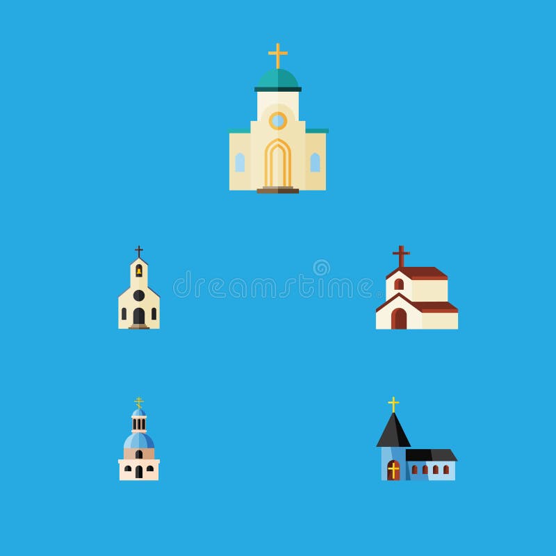 Flat Icon Church Set of Religious Stock Vector - Illustration of ...