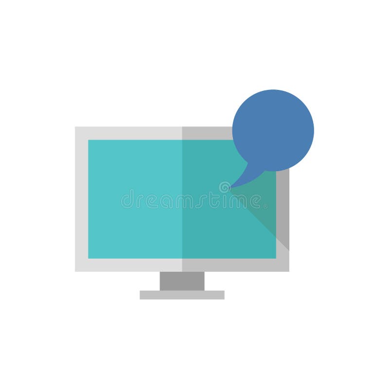 Flat icon - Computer chat stock vector. Illustration of communication ...