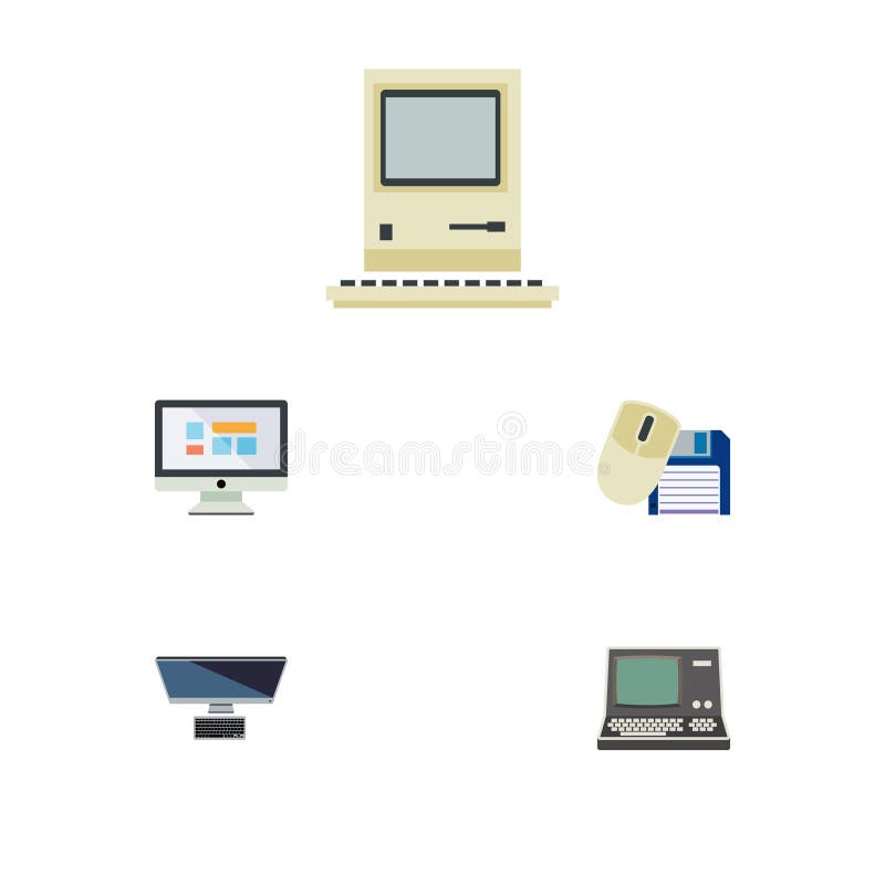 Flat Icon Computer Set of Technology, Display, PC and Other Vector ...