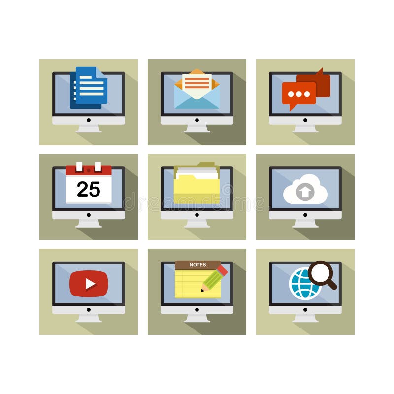 Flat Icon Design Computer stock vector. Illustration of copy - 35342564