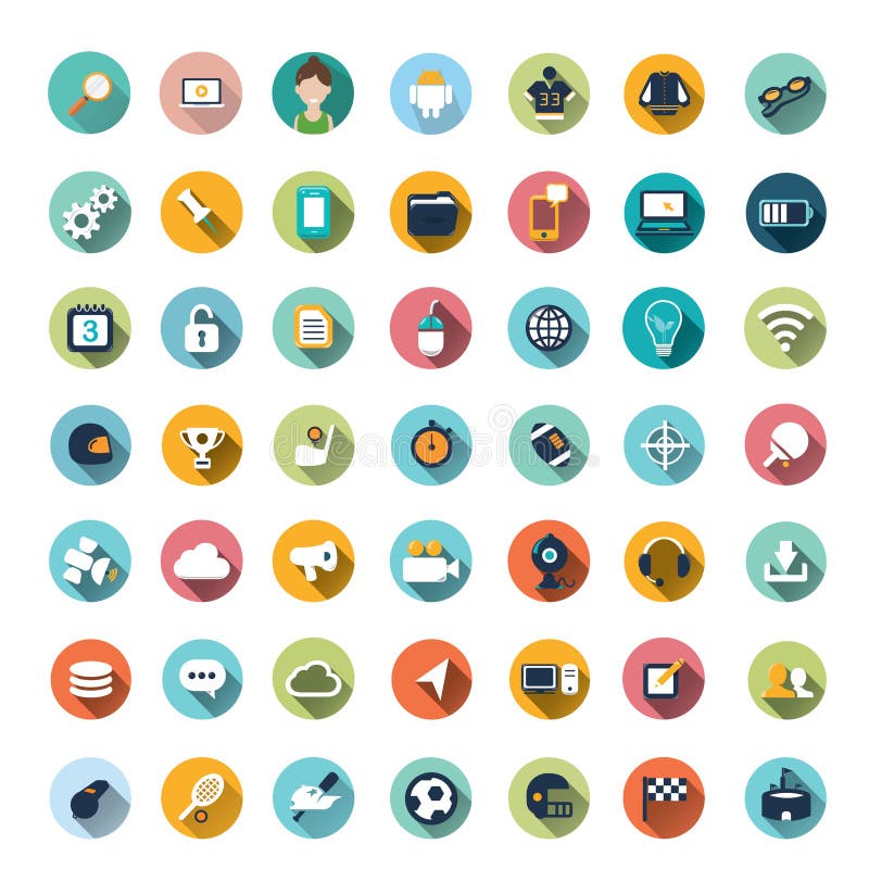 Flat Icon Designs, Icons Set Stock Vector - Illustration of console ...