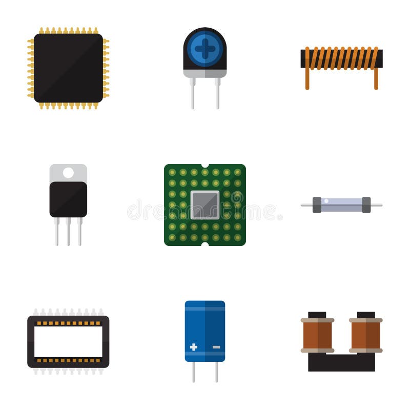 Flat Icon Device Set of Mainframe, Resistor, Cpu and Other Vector Objects. Also Includes ...