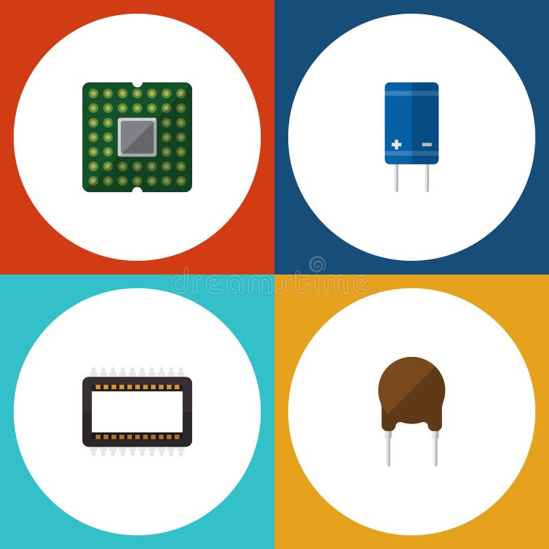 Flat Icon Device Set of Mainframe, Unit, Triode and Other Vector Objects. Also Includes Central ...