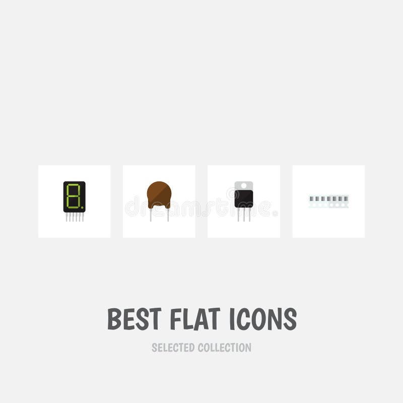 Flat Icon Device Set of Receiver, Memory, Display and Other Vector Objects. Also Includes ...