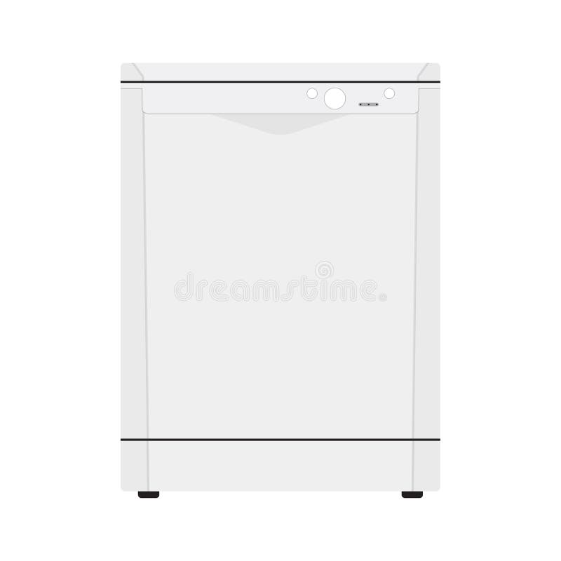 Realistic Illustration Of White Empty Dishwasher With Open