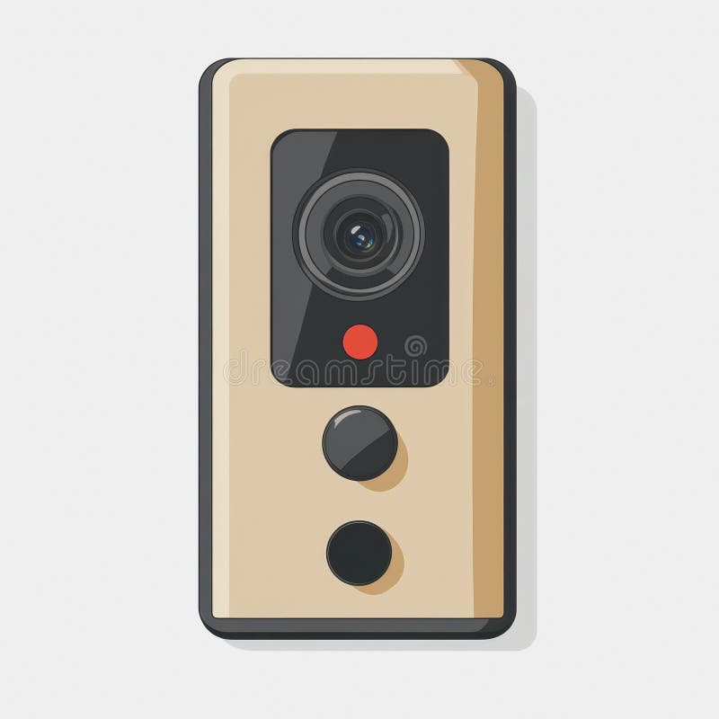 Flat Icon Doorbell Camera with Red Button Modern Security Device for ...