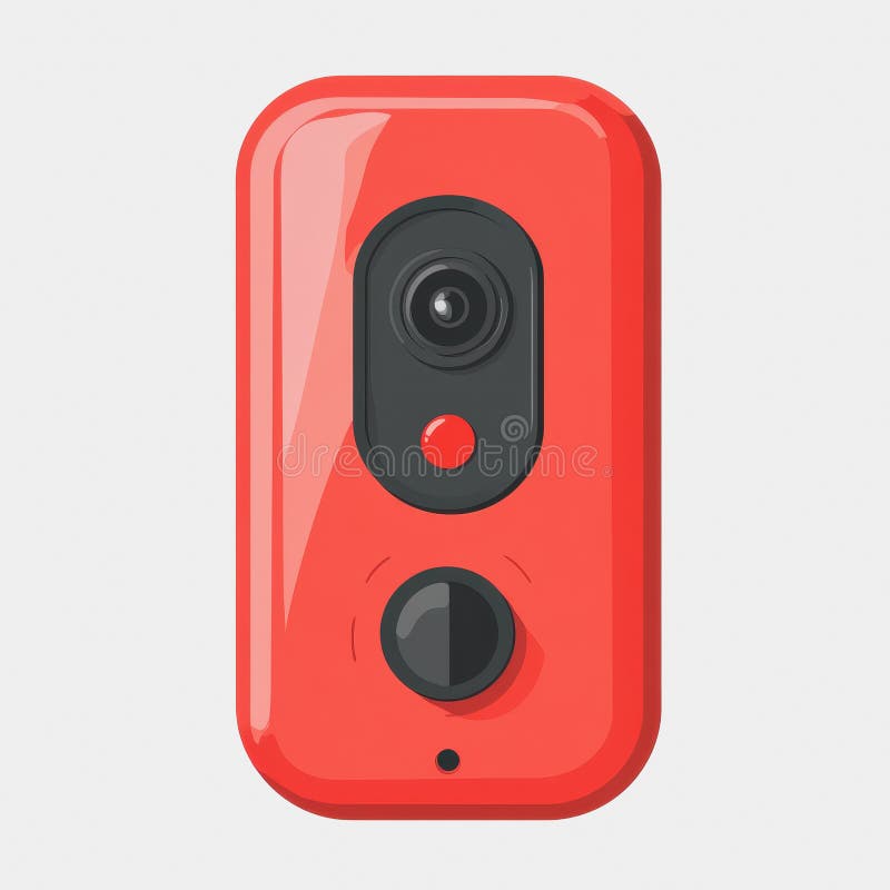 Flat Icon Doorbell Camera Red Camera with Black Button Modern Design ...
