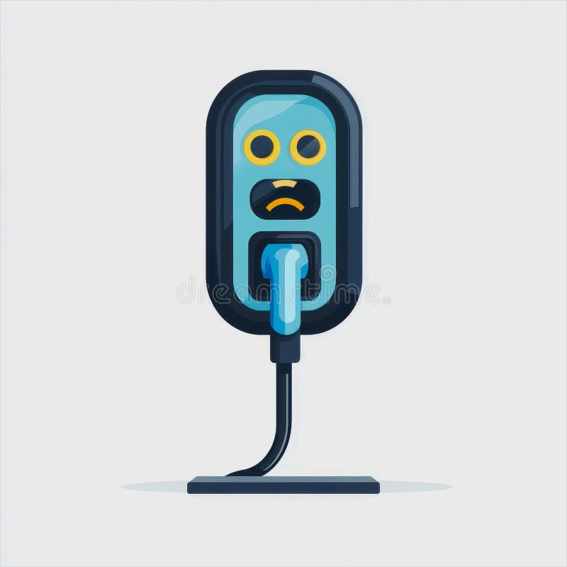 Flat Icon E V Plug Featuring Blue and Yellow Robot Head with Microphone ...