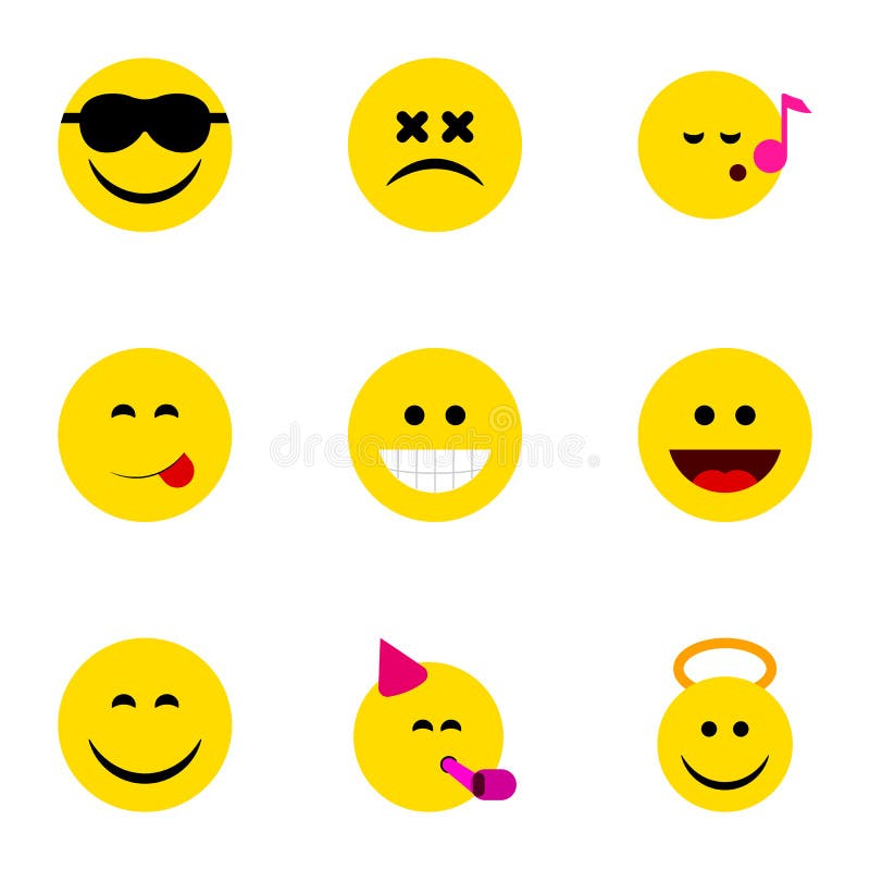 Flat Icon Expression Set of Angel, Grin, Happy and Other Vector Objects ...