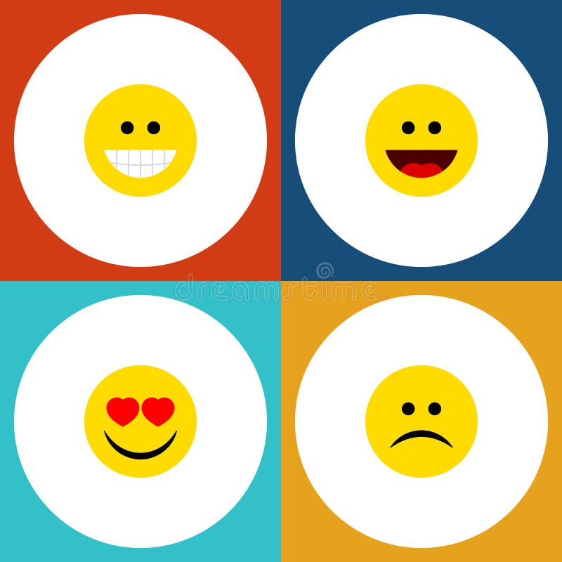 Flat Icon Expression Set of Grin, Love, Laugh and Other Vector Objects ...