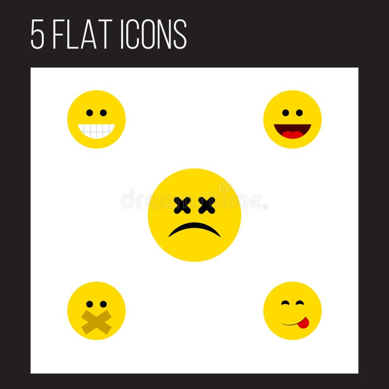Flat Icon Expression Set of Hush, Laugh, Grin and Other Vector Objects ...