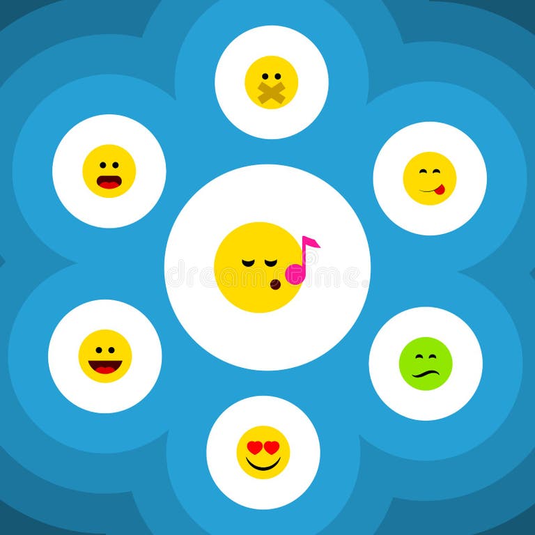 Flat Icon Expression Set of Laugh, Wonder, Descant and Other Vector ...