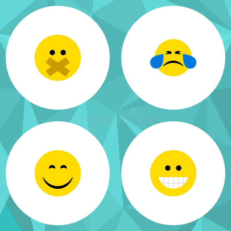 Flat Icon Face Set of Grin, Cold Sweat, Smile and Other Vector Objects ...