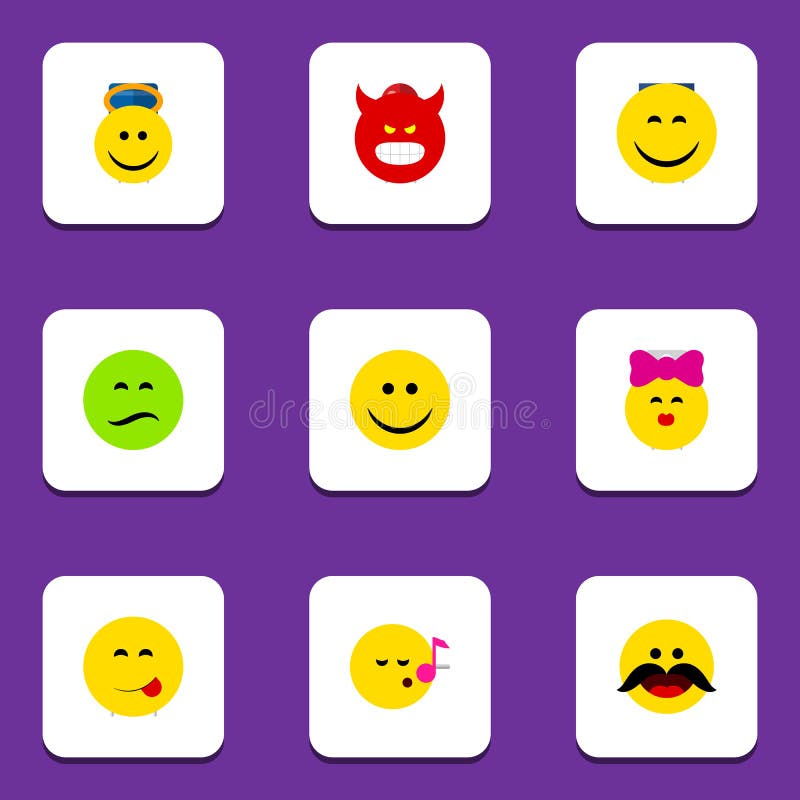 Flat Icon Face Set of Pouting, Smile, Cheerful and Other Vector Objects ...