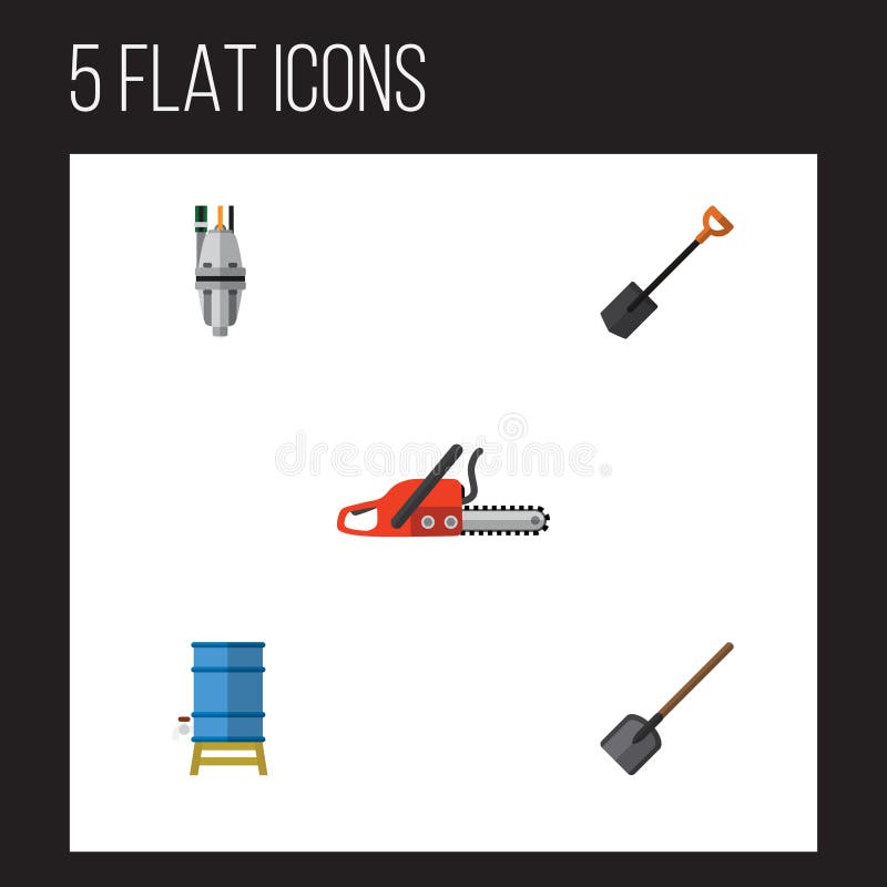 Flat Icon Farm Set of Hacksaw, Spade, Container and Other Vector ...