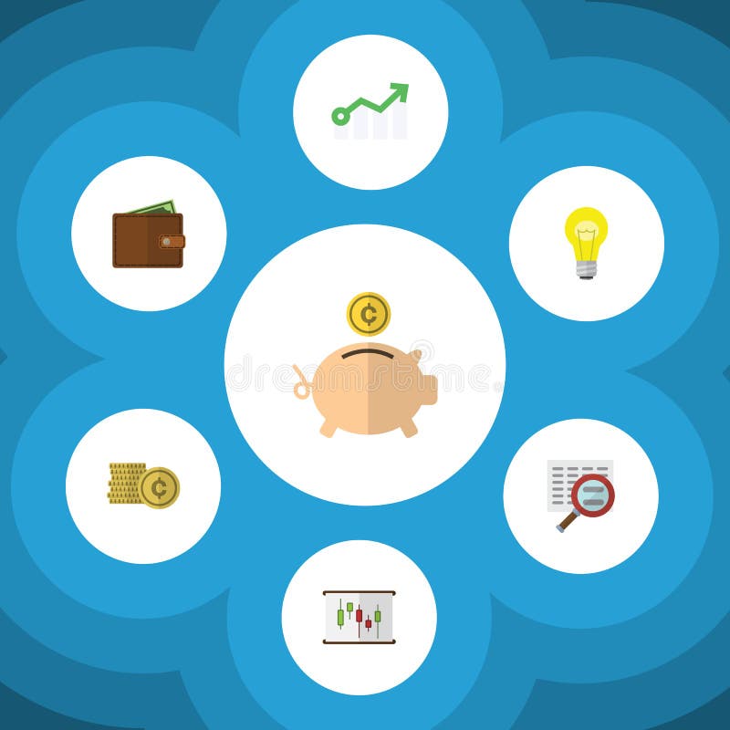 Flat Icon Finance Set of Cash, Scan, Growth and Other Vector Objects ...