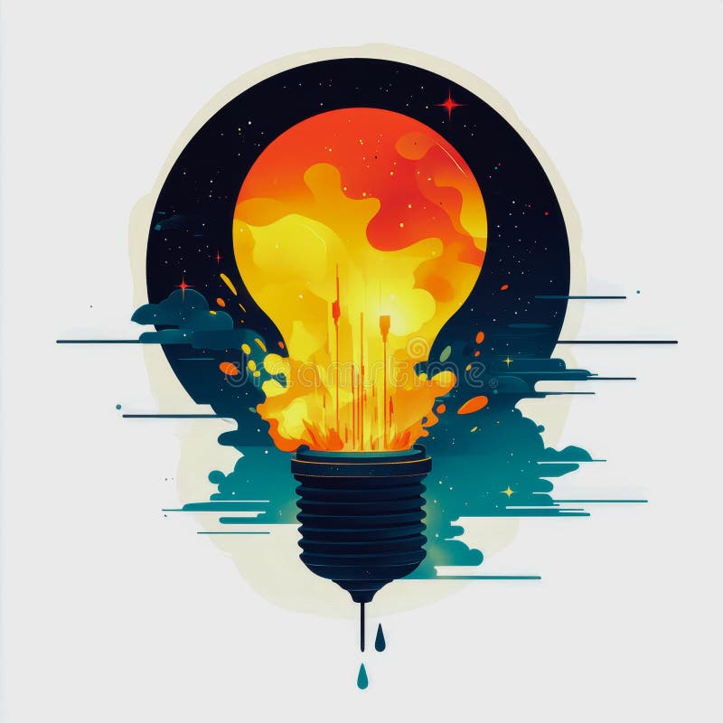 Flat Icon Future Power Light Bulb with Fire Inside Innovative Energy ...