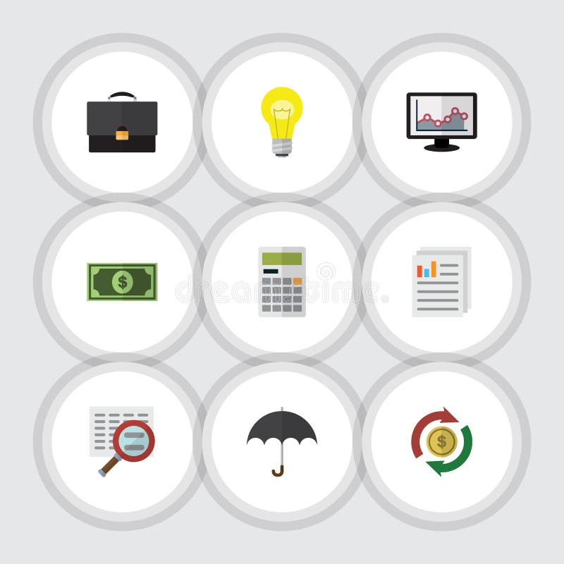 Flat Icon Gain Set of Calculate, Scan, Document and Other Vector ...