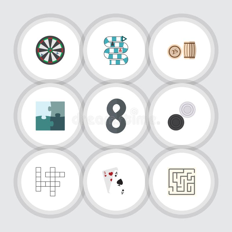 Flat Icon Games Set of Arrow, Jigsaw, Lottery and Other Vector Objects ...