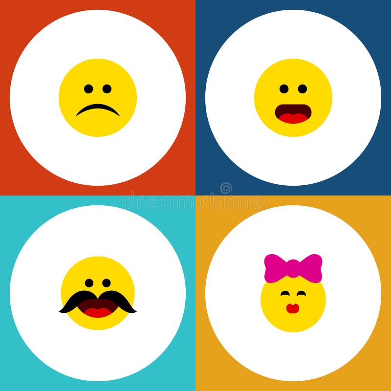 Flat Icon Gesture Set of Caress, Cheerful, Sad and Other Vector Objects ...