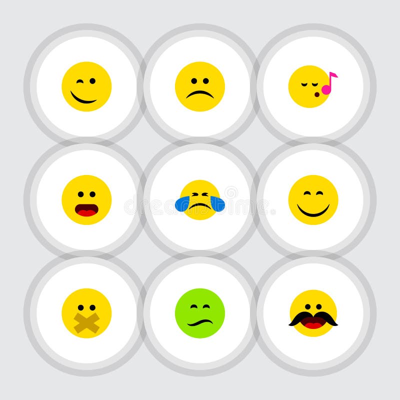 Flat Icon Gesture Set of Frown Stock Vector - Illustration of color ...