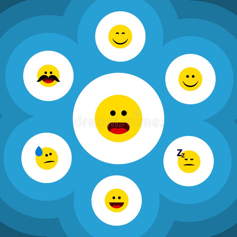 Flat Icon Gesture Set Of Smile, Joy, Wonder And Other Vector Objects ...