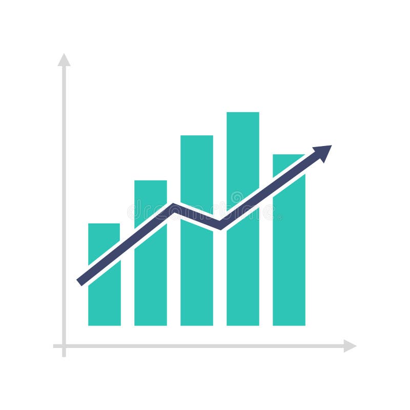 Flat Icon Graph with Up Arrow Stock Vector - Illustration of ...