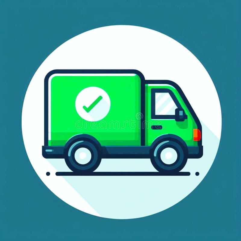 Green Delivery Truck Flat Icon Isolated on White Background. Stock ...