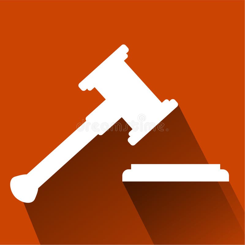 Flat Icon, Hammer of Judge with Shadow, Illustration for Justice Stock ...