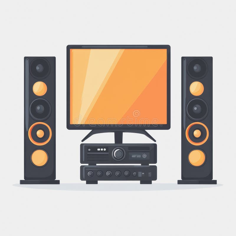 Flat Icon Home Theater System Featuring Flat Screen T V Speakers and Speaker for Modern ...
