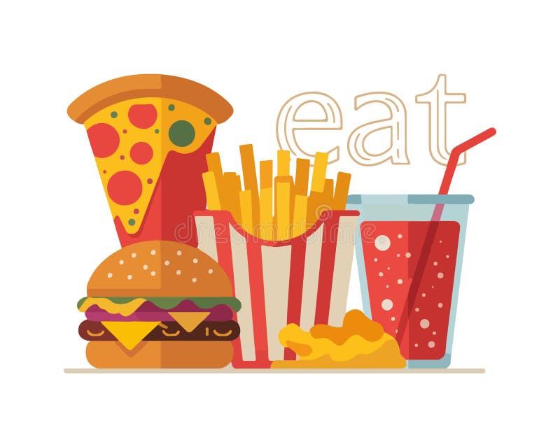 Flat Icon Illustration of Popular Fast Food Items Stock Illustration ...