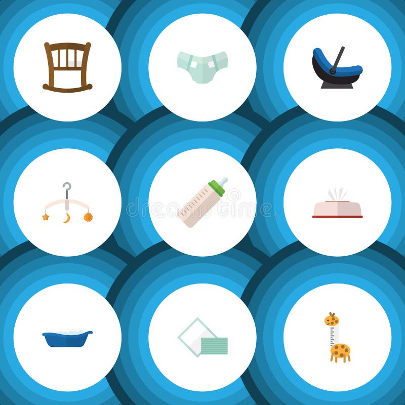 Flat Icon Infant Set of Mobile, Tissue, Toy and Other Vector Objects ...