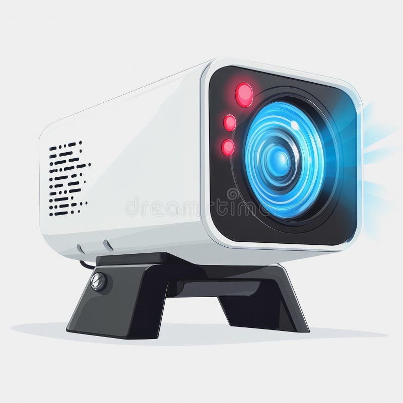Flat Icon LED Projector White Projector with Blue Light Professional ...