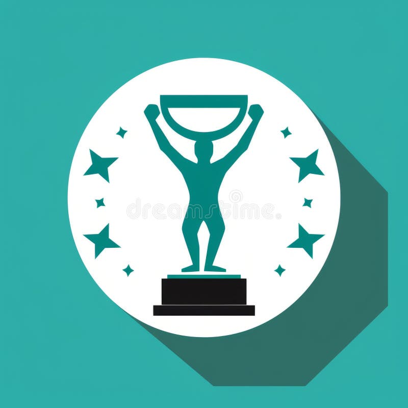 A Flat Icon of a Man Holding Up a Trophy Stock Illustration ...