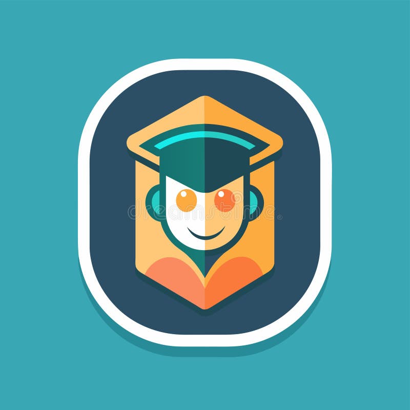 Flat Icon of a Man Wearing a Graduation Cap, Generate a Minimalist Icon ...