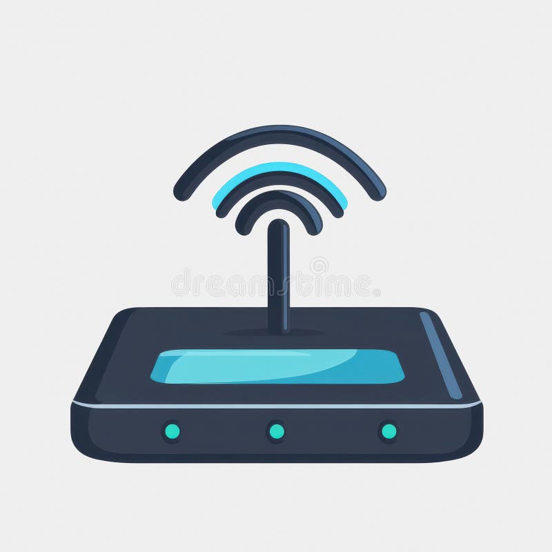 Flat Icon Modem Blue Black Device Wi Fi Connectivity Internet Technology Graphic Design ...