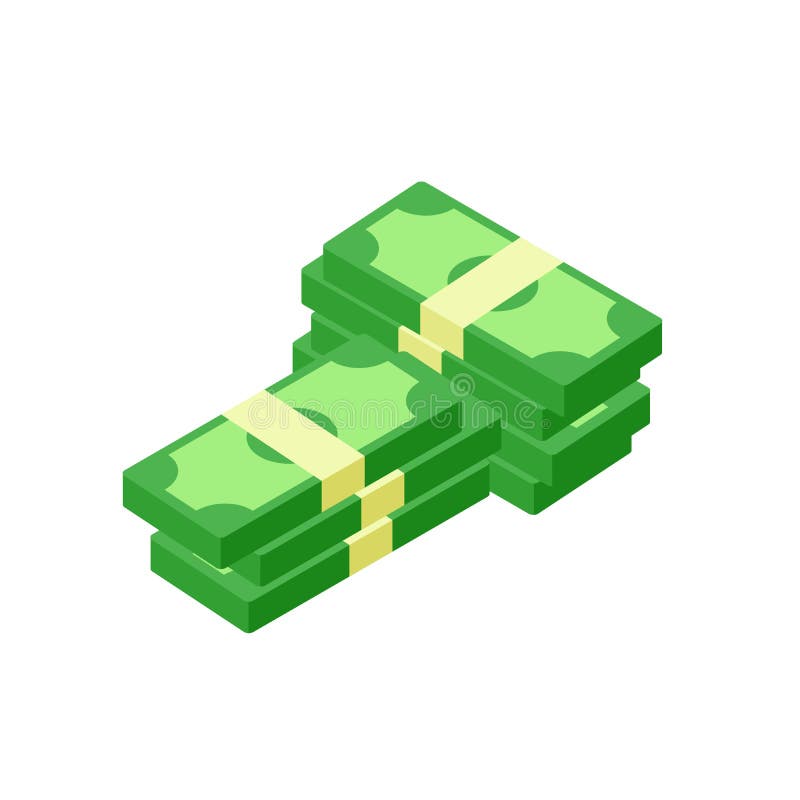 Flat Icon of Money, Stacks of Banknotes Stock Vector - Illustration of ...